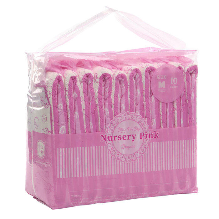 Nursery Pink Printed Adult Brief Diapers - LittleForBig Cute & Sexy ...