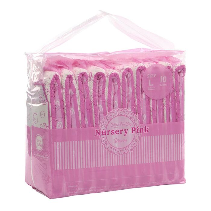 Nursery Pink Printed Adult Brief Diapers - LittleForBig Cute & Sexy ...