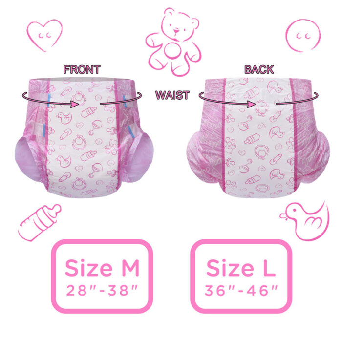 Nursery Pink Printed Adult Brief Diapers - LittleForBig Cute & Sexy ...
