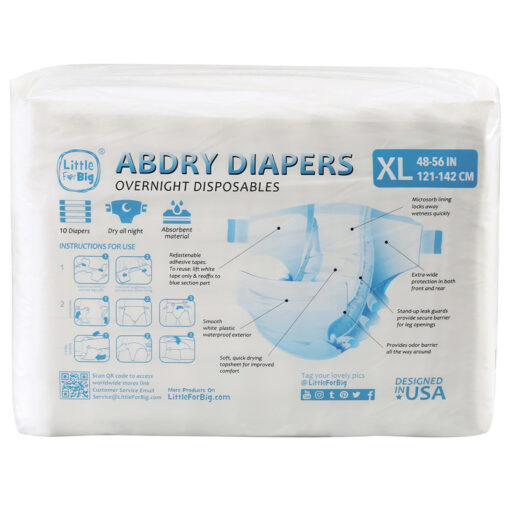 ABDry White Adult Diapers 10 Pieces Pack(M)/(L)/(XL) - LittleForBig ...