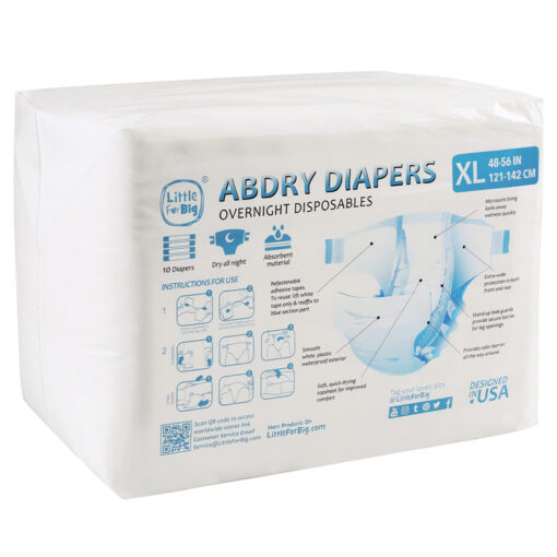 ABDry White Adult Diapers 10 Pieces Pack(M)/(L)/(XL) - LittleForBig ...