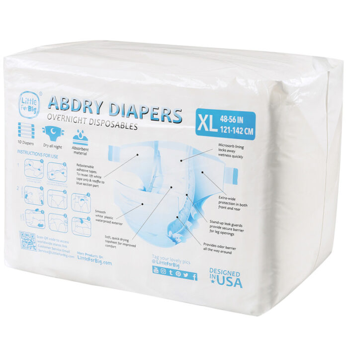 ABDry White Adult Diapers 10 Pieces Pack(M)/(L)/(XL) - LittleForBig ...