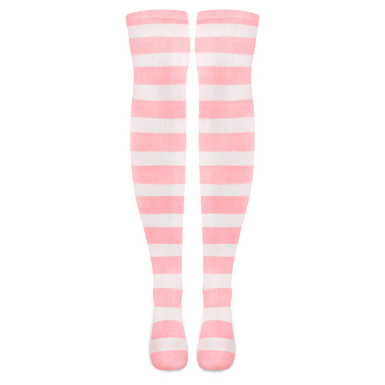 Knee High School Girl Long Striped Socks - Pink and Black ...