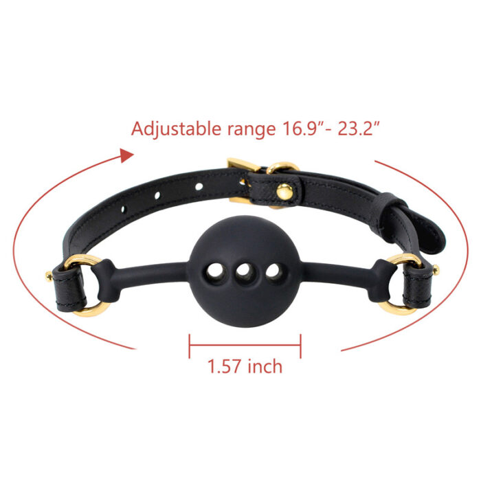 BDSM Adjustable Cowhide Leather Strap Ball Gag - LittleForBig Cute ...
