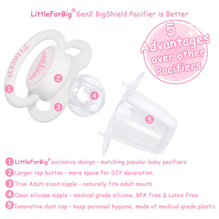 Gen2 BigShield Pacifier "Princess" Crown White - LittleForBig Cute ...