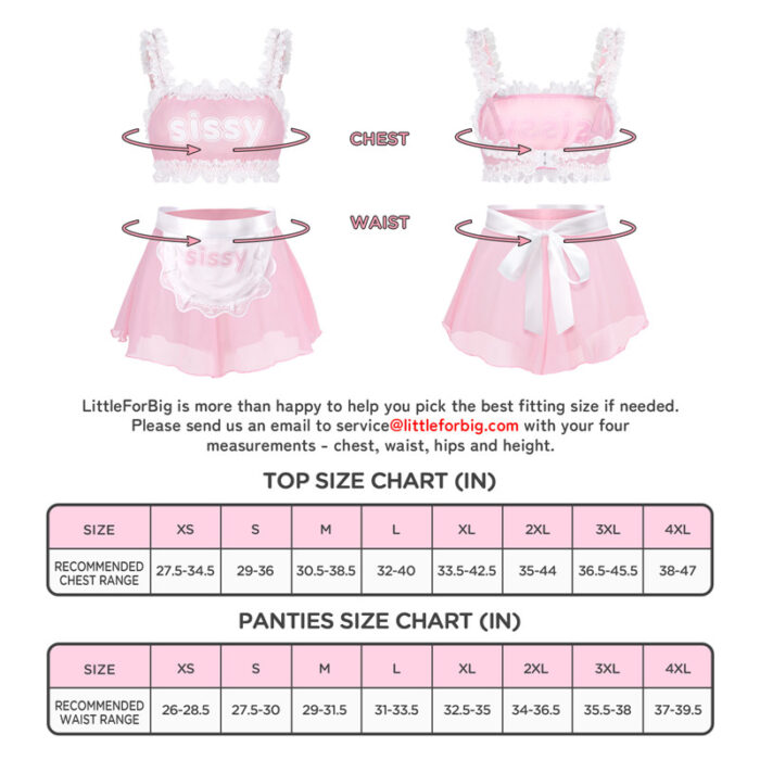 SissyUniversity Maid See-through Bralette Skirted Panties Set Pink - LittleForBig Cute & Sexy ...